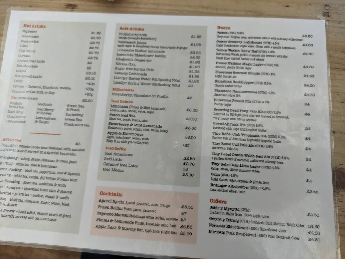Menu at Medina restaurant, Aberystwyth