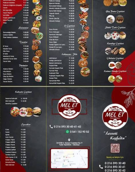 Menu at Mel Et Adana Kebapçısı, Istanbul