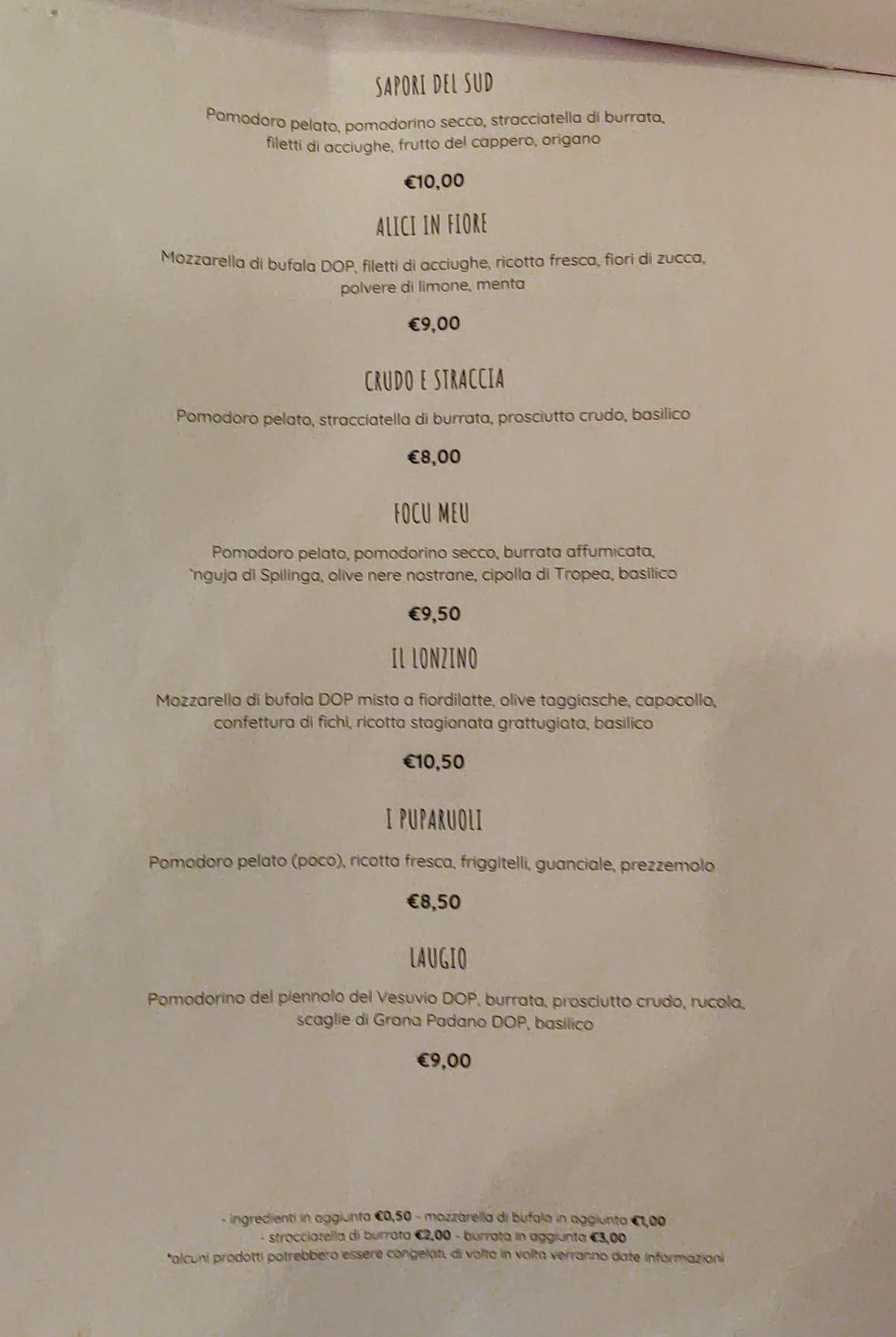 Menu at Melì Melò restaurant, Castiglioncello