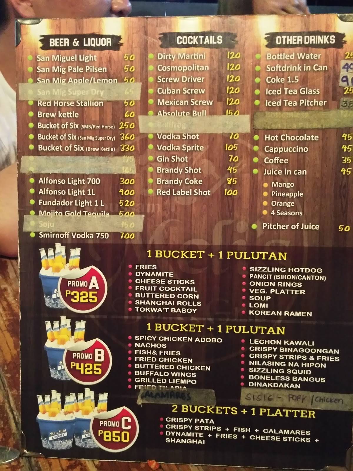 Menu at Meli's restaurant, Malolos
