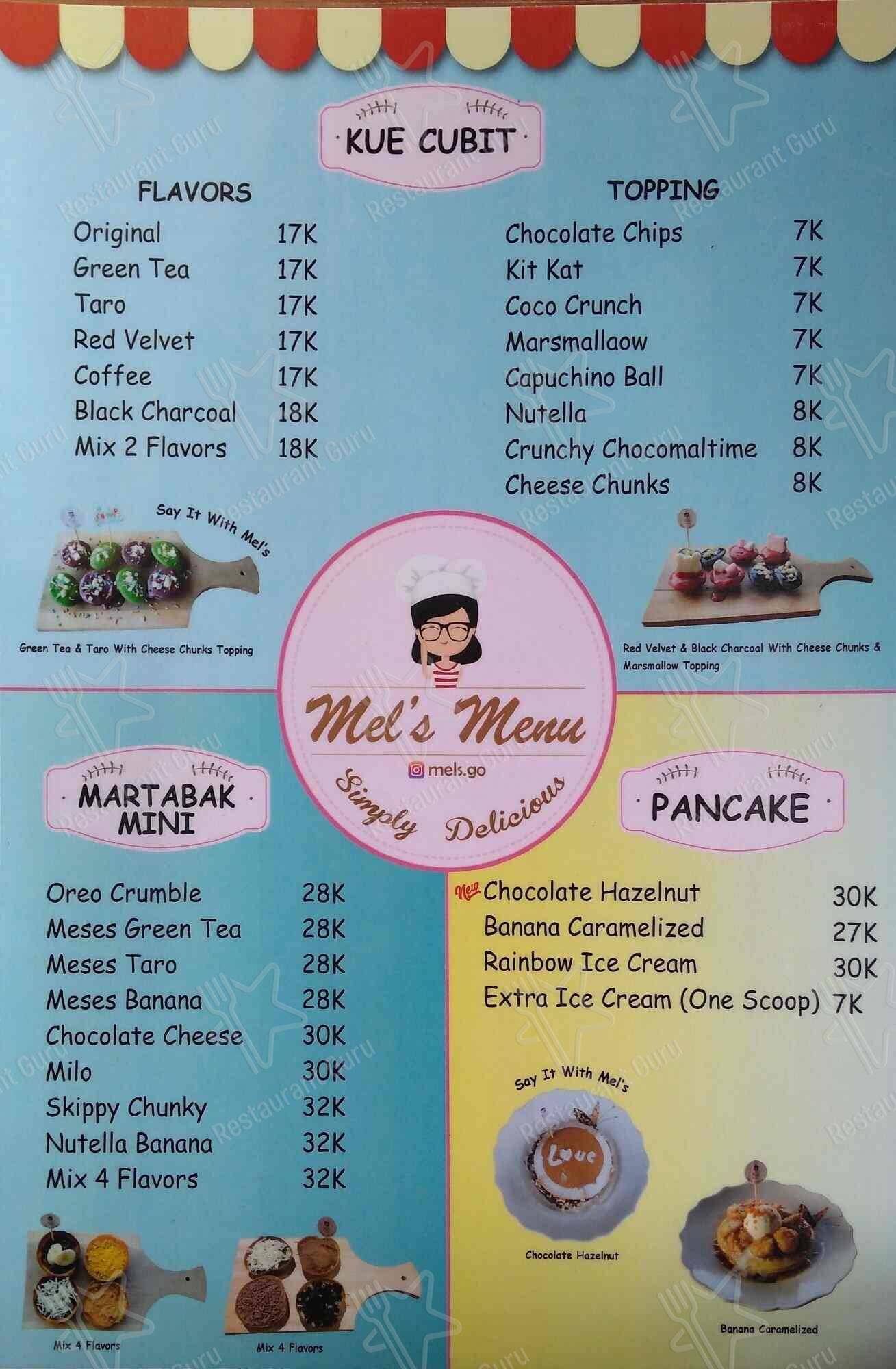 Menu at Mel's, Jakarta