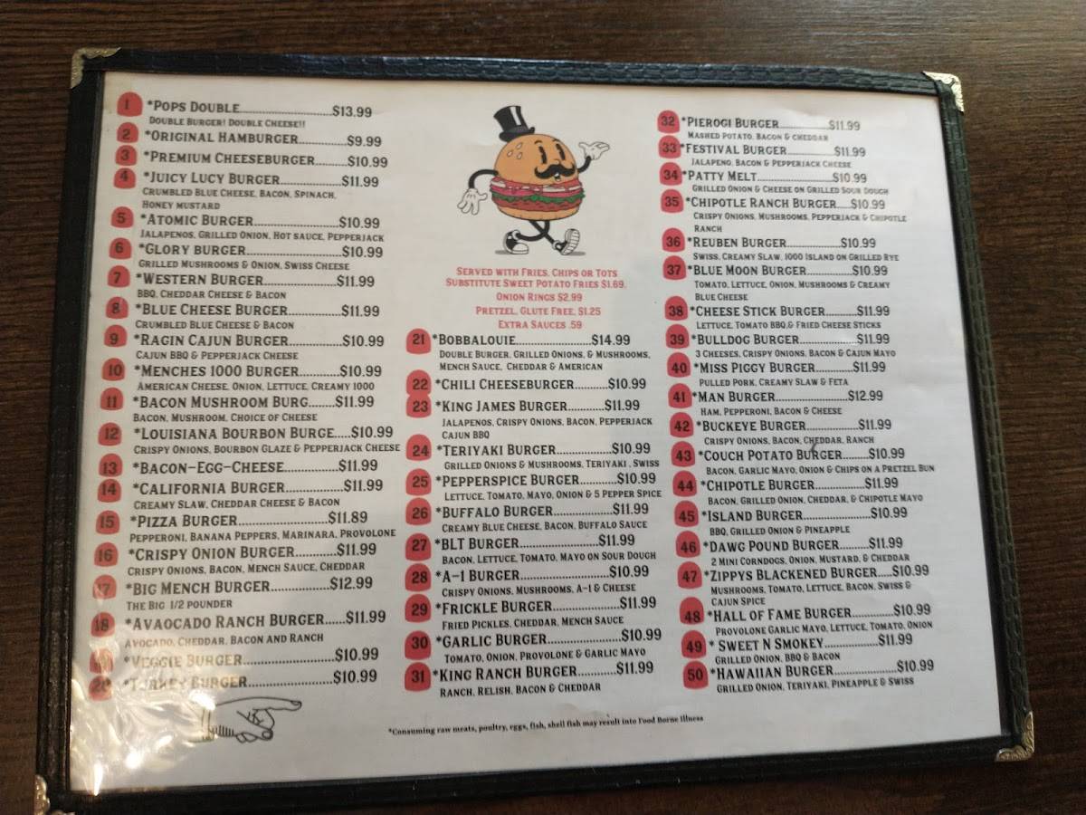 Menu at Menches Brothers Restaurant & Pub, Green