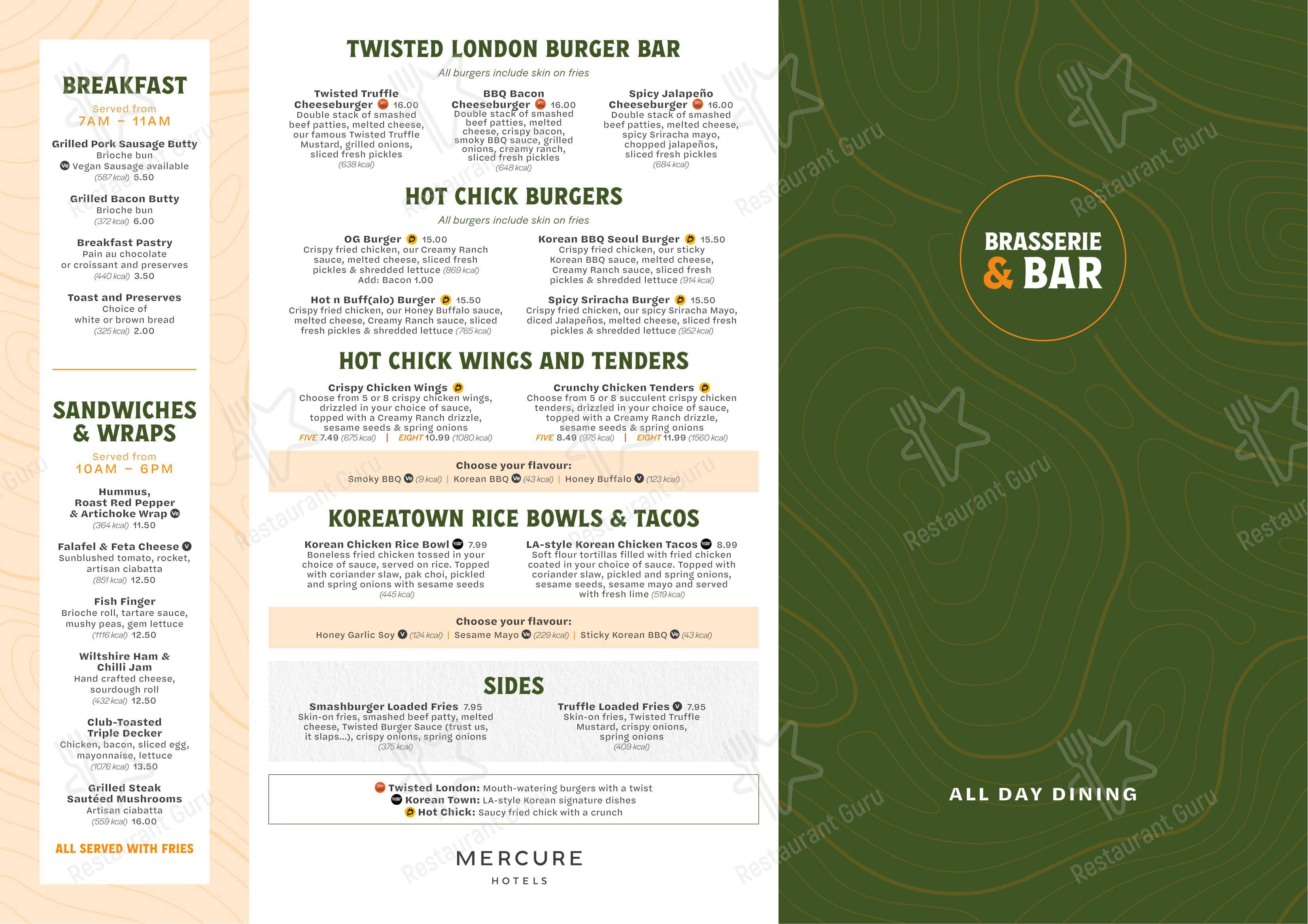 Menu at Mercure York Fairfield Manor Hotel restaurant, Skelton