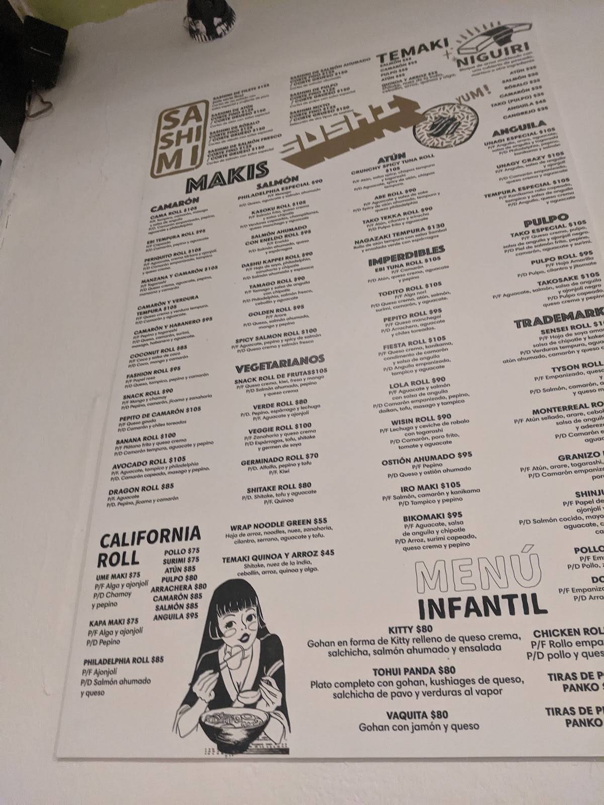 Carta del restaurante Sensei Sushi Francisco del Montejo, Merida, Calle ...