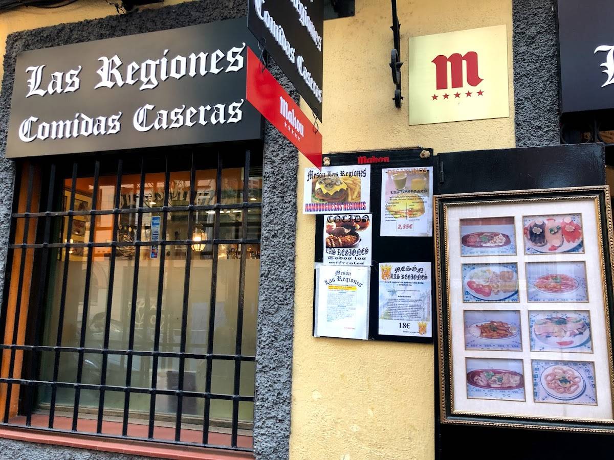 Carta del pub y bar Mesón Las Regiones, Madrid
