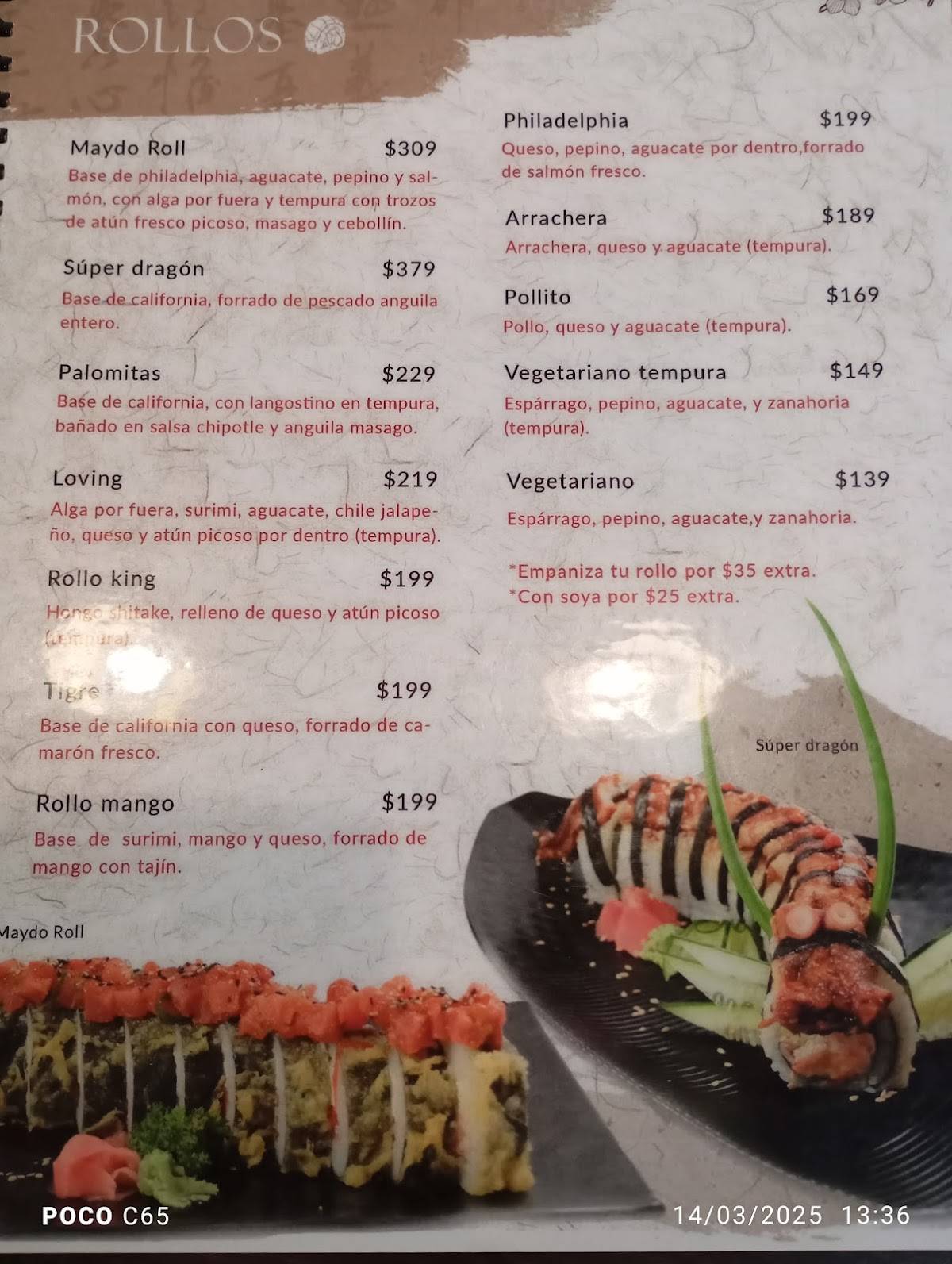 Carta del restaurante MAYDO, Mexicali