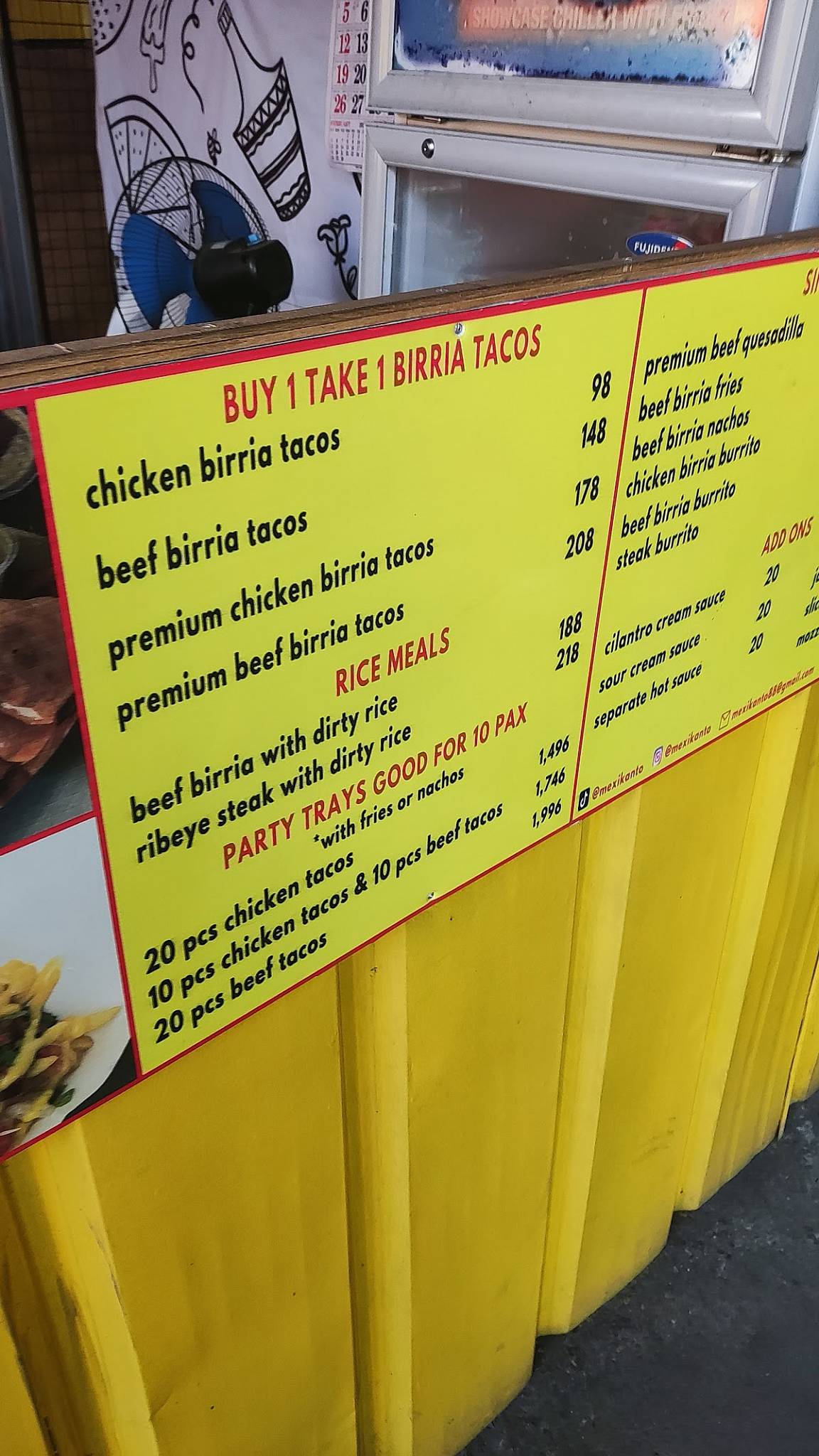 Carta del restaurante Mexikanto Pasong tamo, Ciudad Quezon