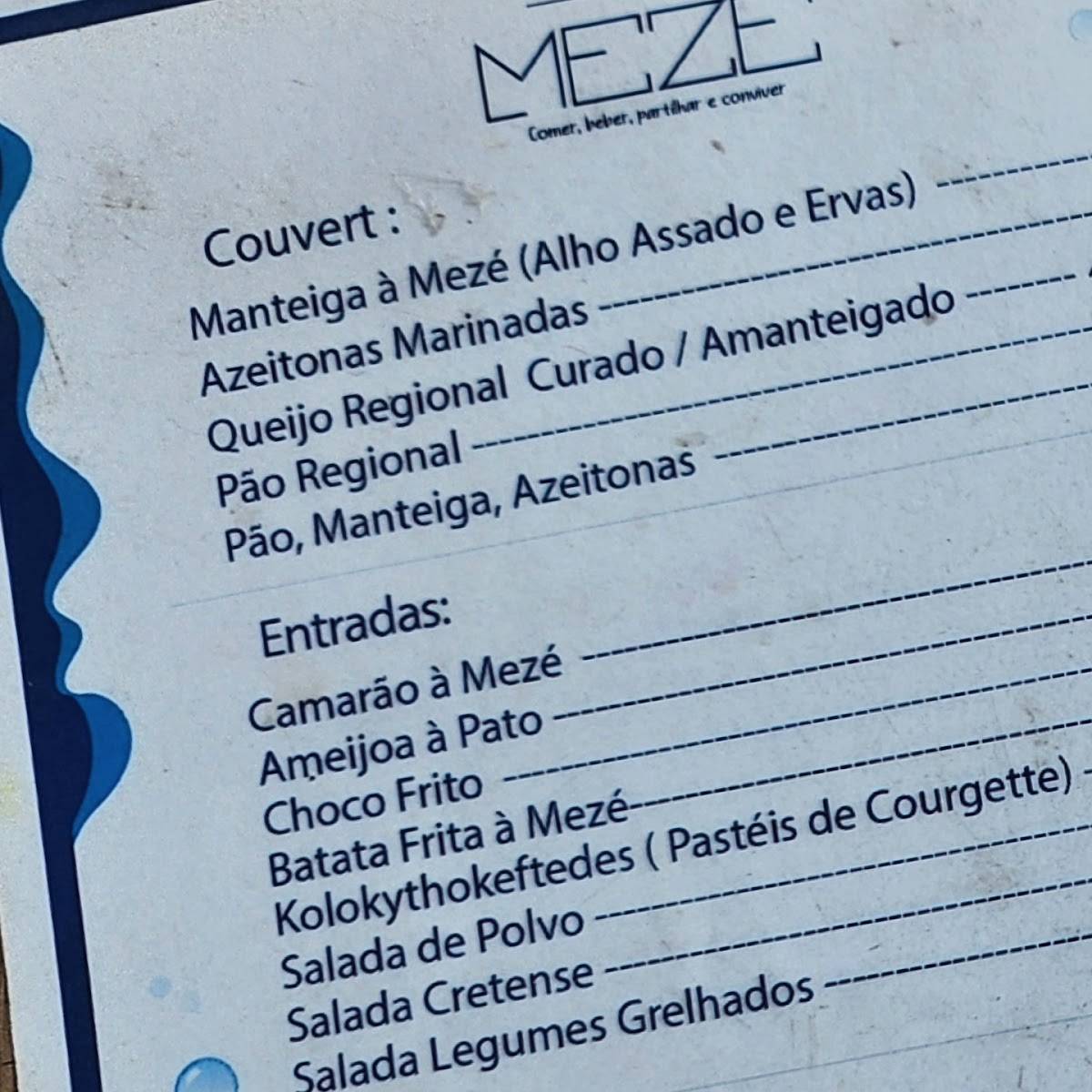 Menu em Mezé restaurante, Setúbal