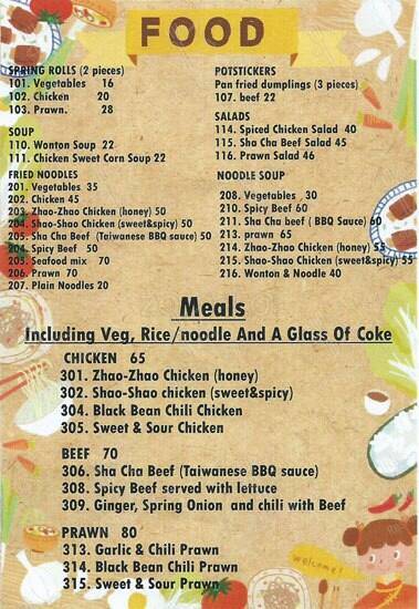 Menu at Michelle's restaurant, Cape Town, 210 On Long Mall