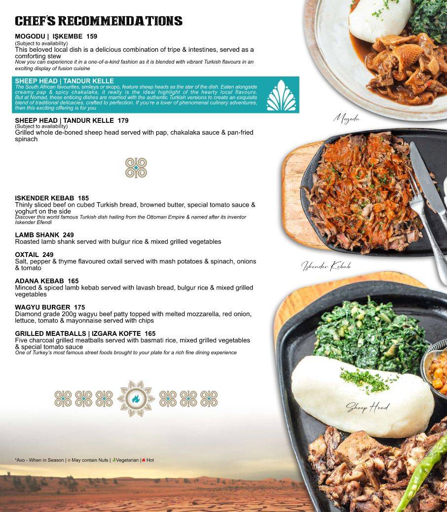 Menu at Nomad Restaurant Mall Of Africa, Midrand
