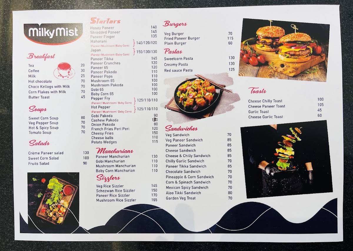 Menu at Milky Mist Cafe - Yercaud Adivaram, Salem