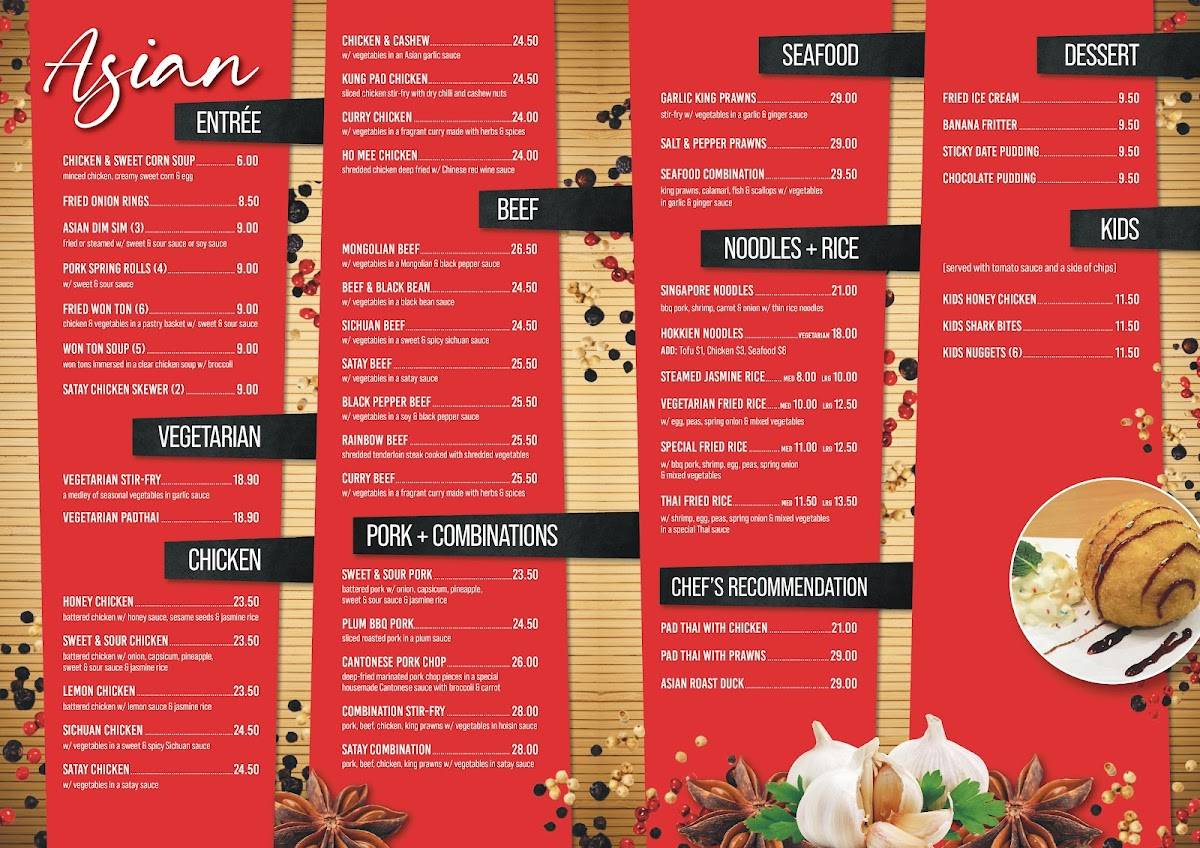 Menu at Asia House restaurant, Millicent