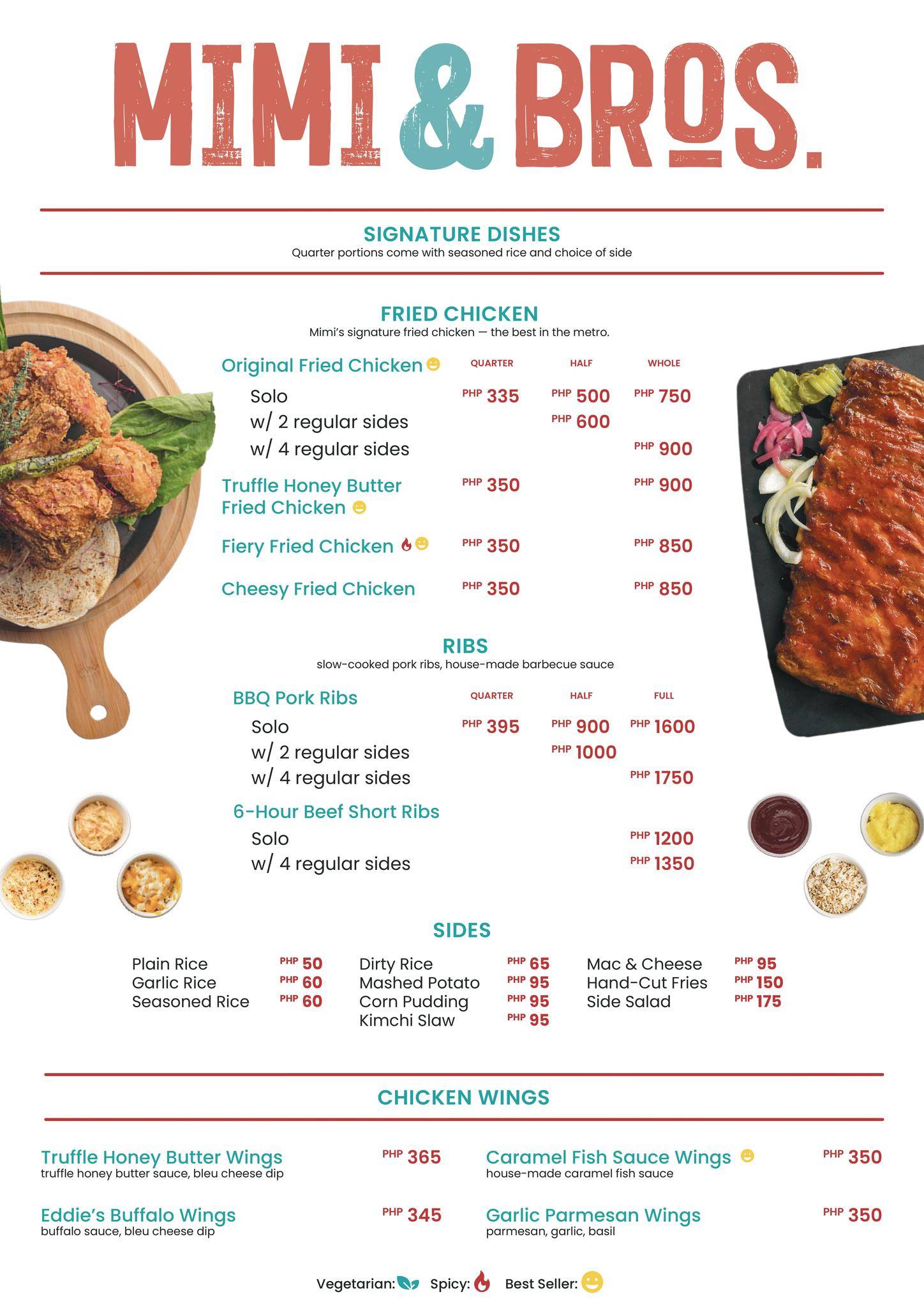 Menu at Mimi & Bros restaurant, Taguig