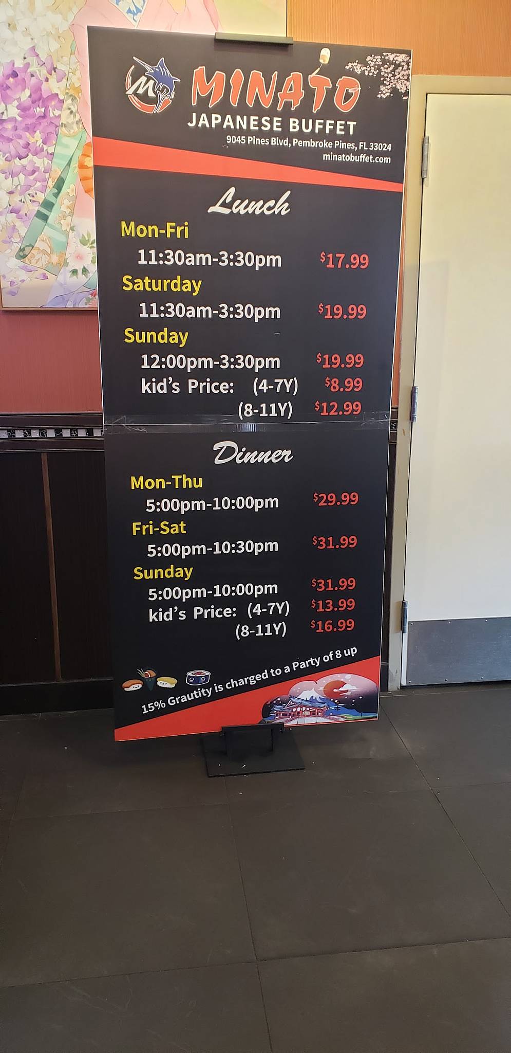Menu at Minato Japanese Buffet & Seafood restaurant, Pembroke Pines