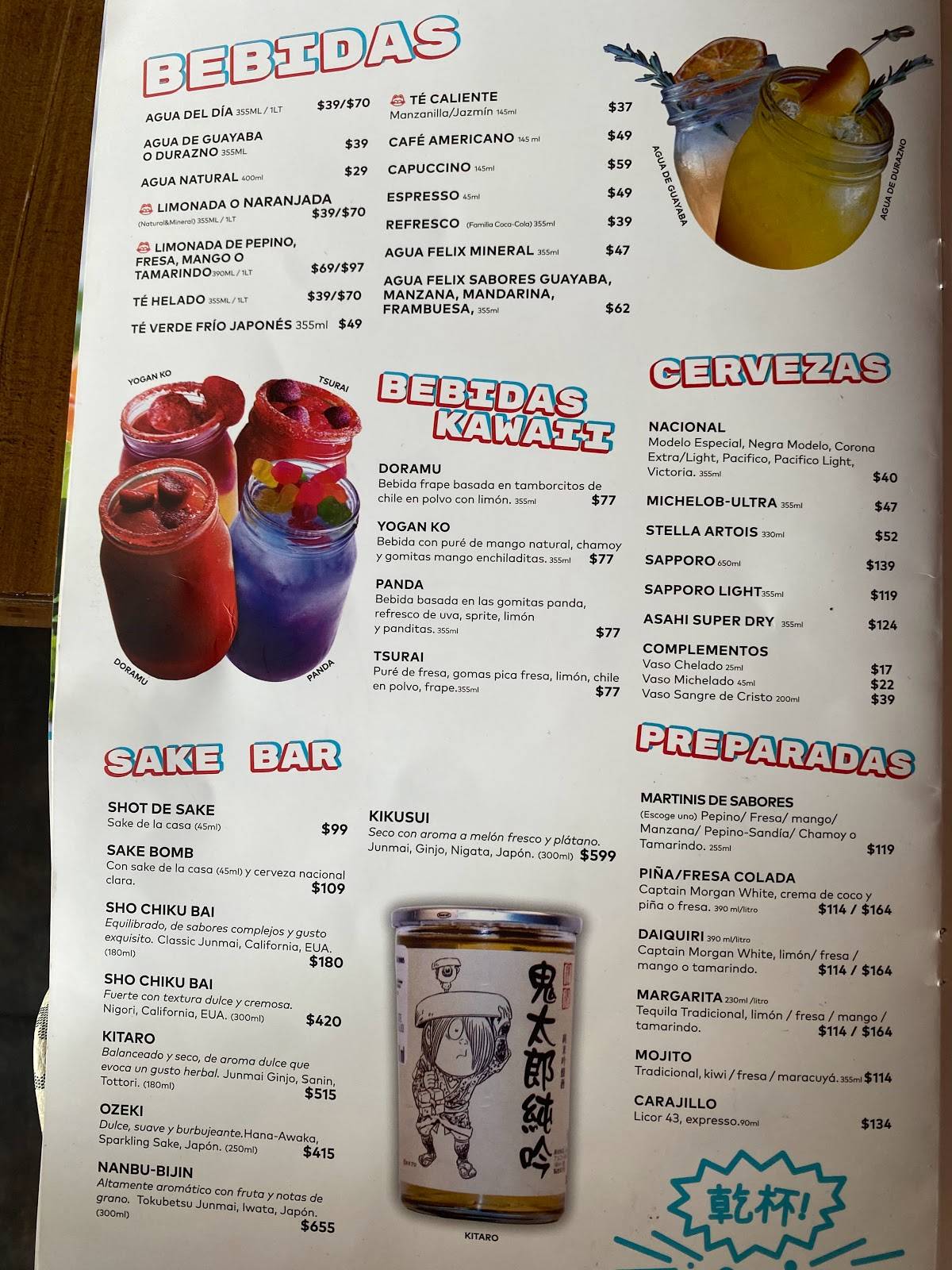 Menu at Mirai Paseo Tec restaurant, Monterrey, Av. Eugenio Garza Sada 2411