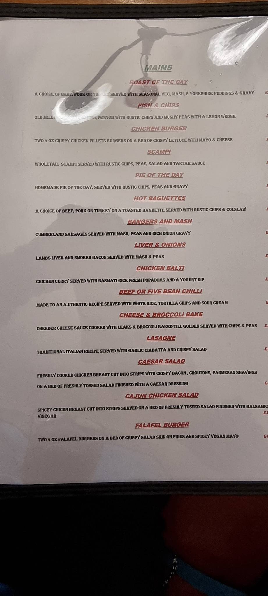 Menu at White Gate pub & bar, Mirfield