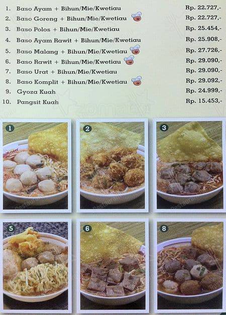 Menu at Mister Baso, Bekasi Regency, Bekasi Junction