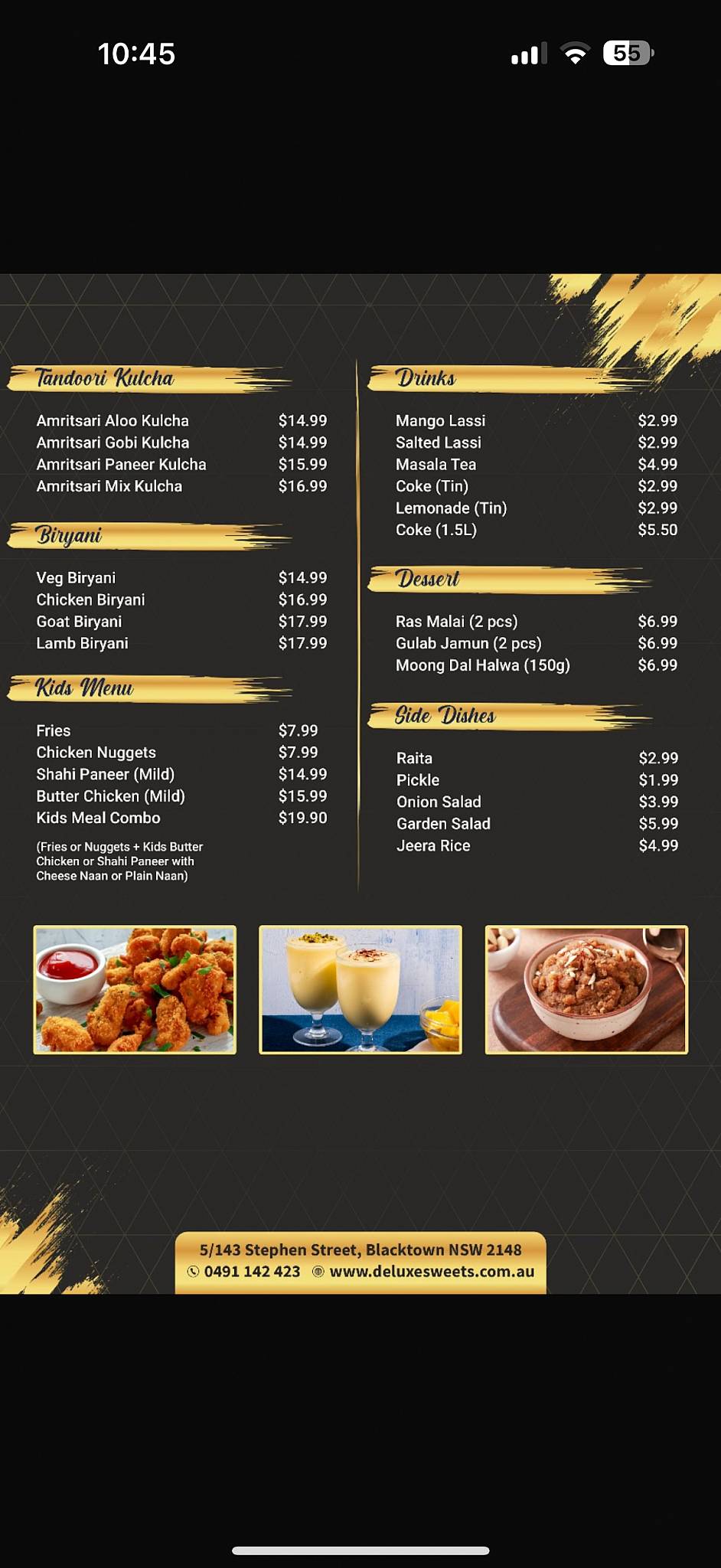 Menu at Mithai Junction Blacktown (NEW NAME DELUXE SWEETS) restaurant ...