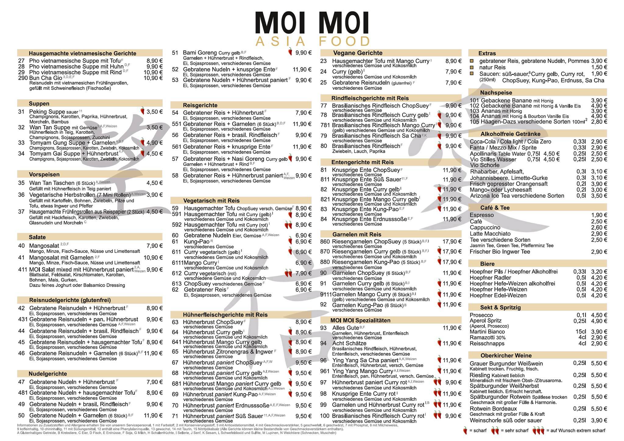 Speisekarte von Miu Miu restaurant, Karlsruhe, Ritterstraße 10