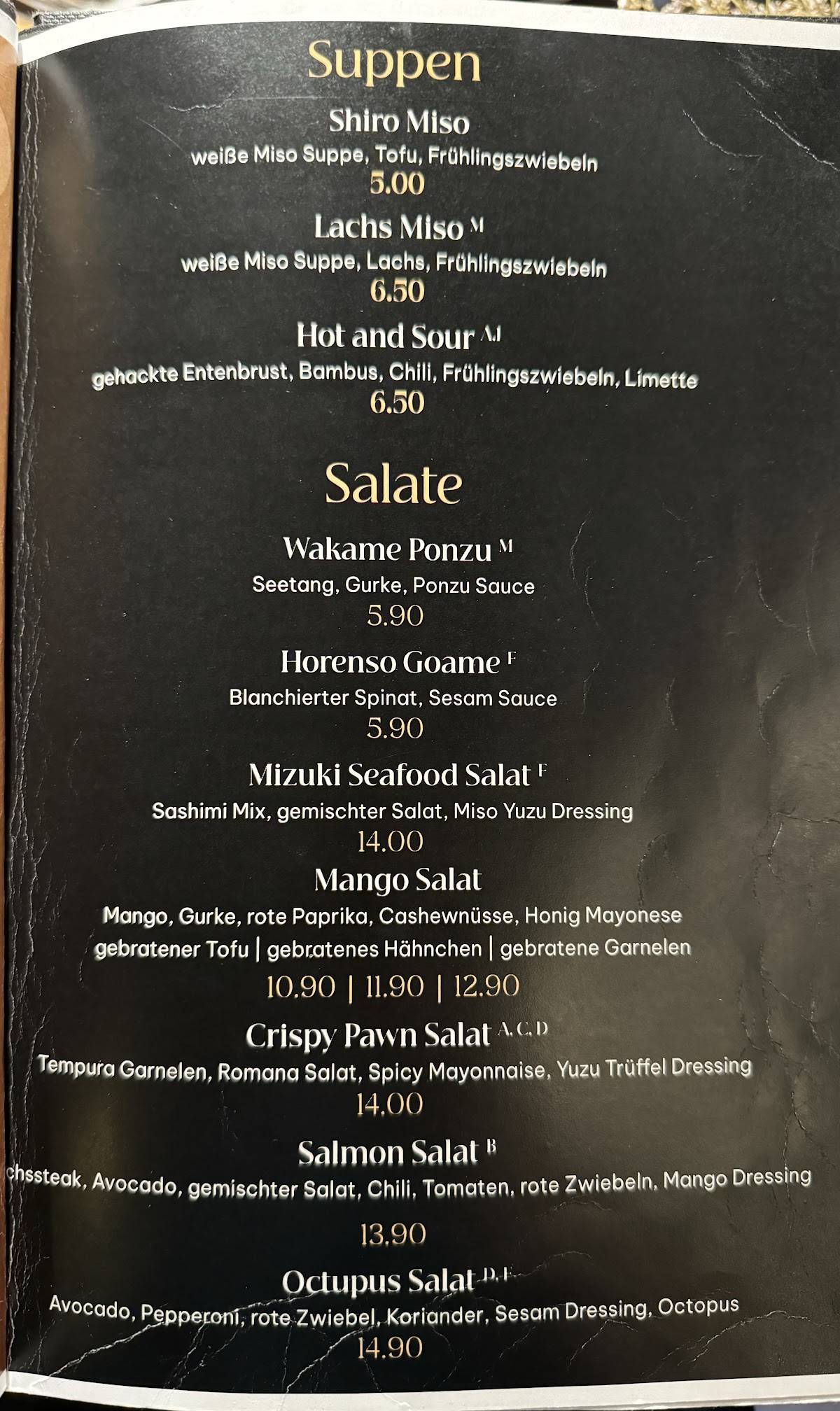 Speisekarte von Mizuki Restaurant, Kaiserslautern