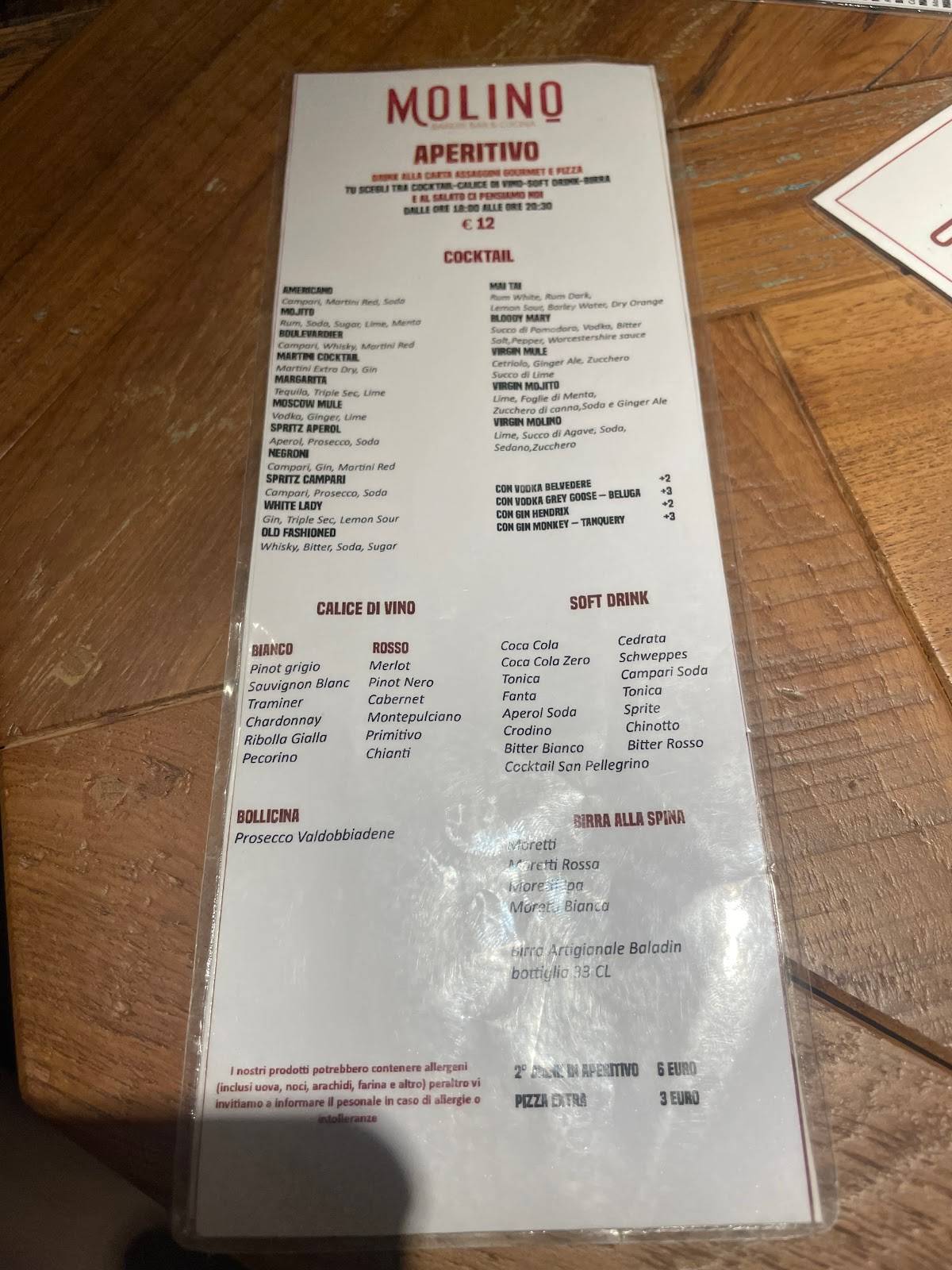 Menu at Molino bakery bar & cucina, Rome, Via Appia Nuova
