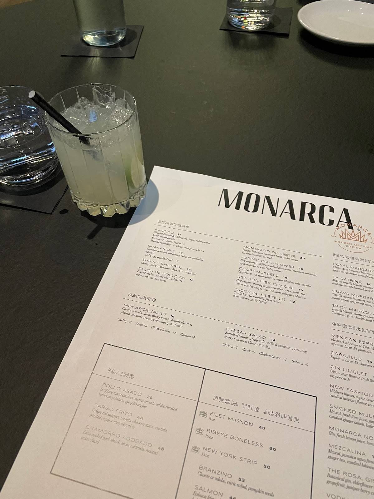 Menu at Monarca Bar & Grill, The Woodlands
