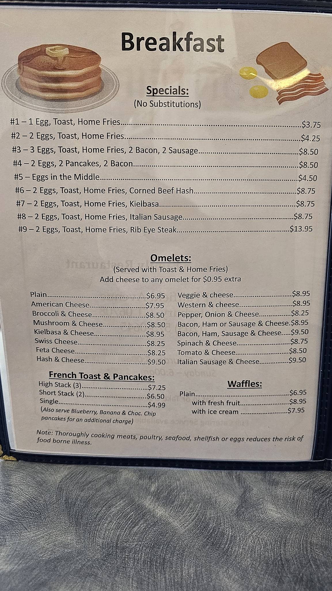Menu at Monteiro's Restaurant, Waterbury