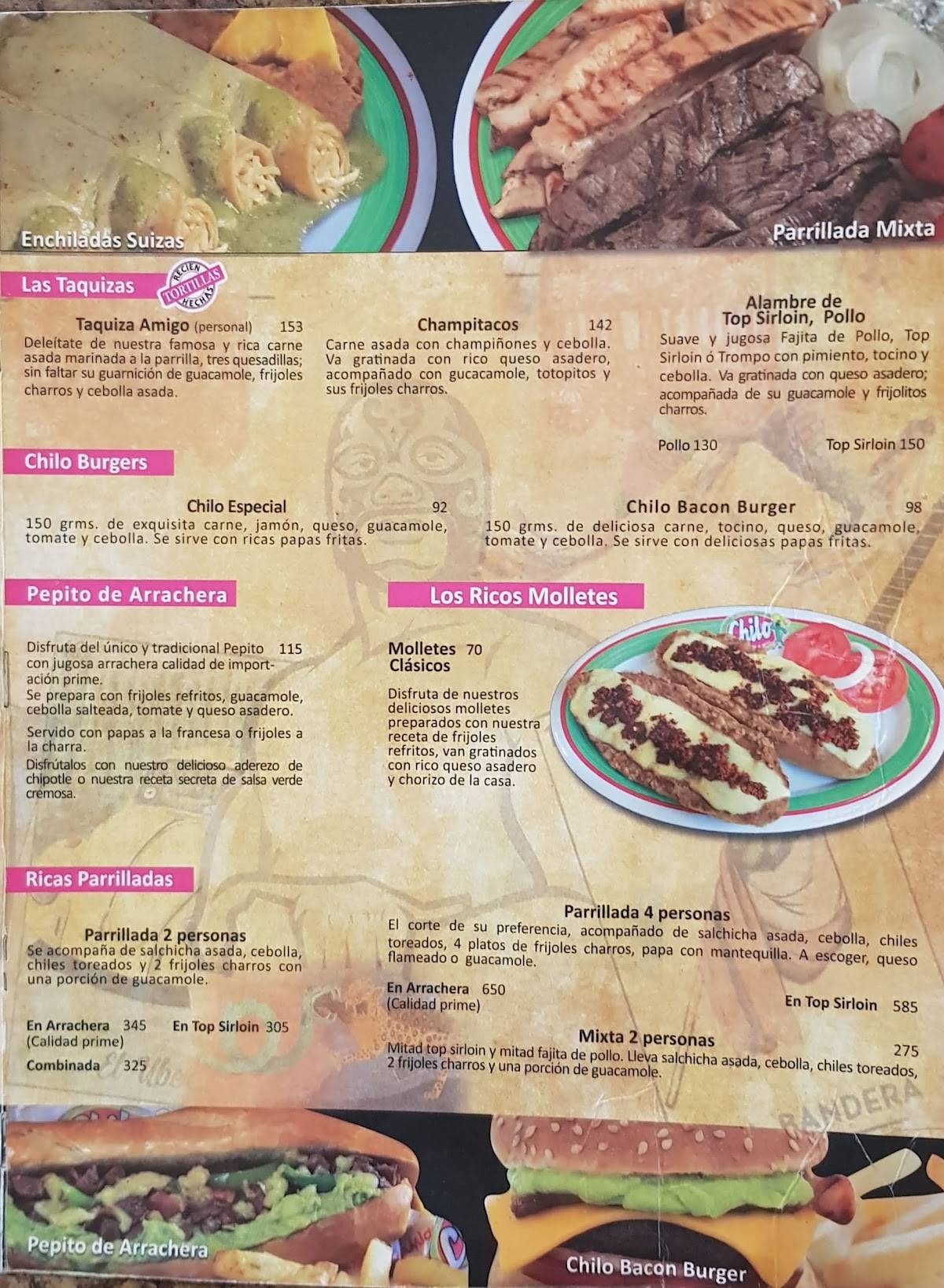 Carta del restaurante Chilo Tacos & Grill, Monterrey, Gral. Pablo González Garza 601