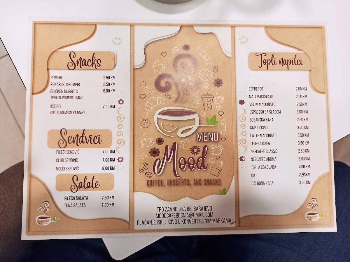 Speisekarte von Mood Coffee, Sarajevo
