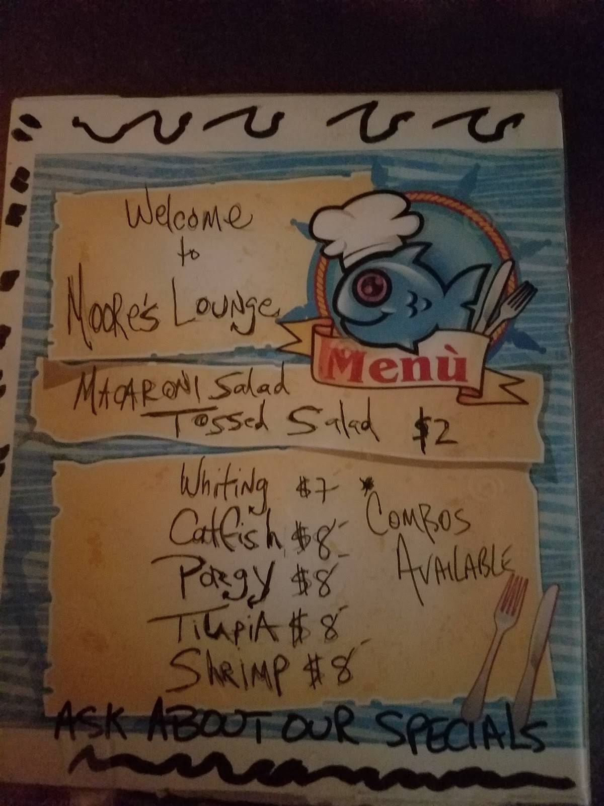 Menu at Moore's Place pub & bar, Jersey City