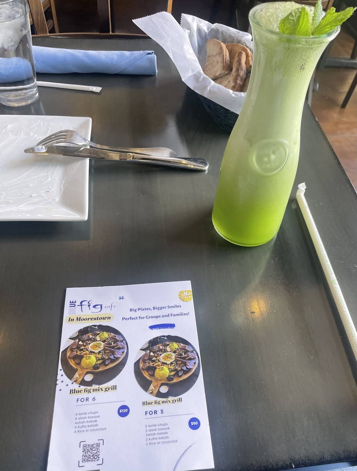 Menu at Blue Fig Cafe, Moorestown
