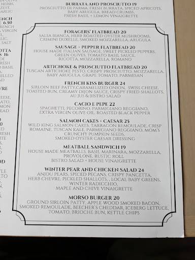 Menu at Morso Bistro, Morso Market and Morso Wine Market pub & bar, Gig ...
