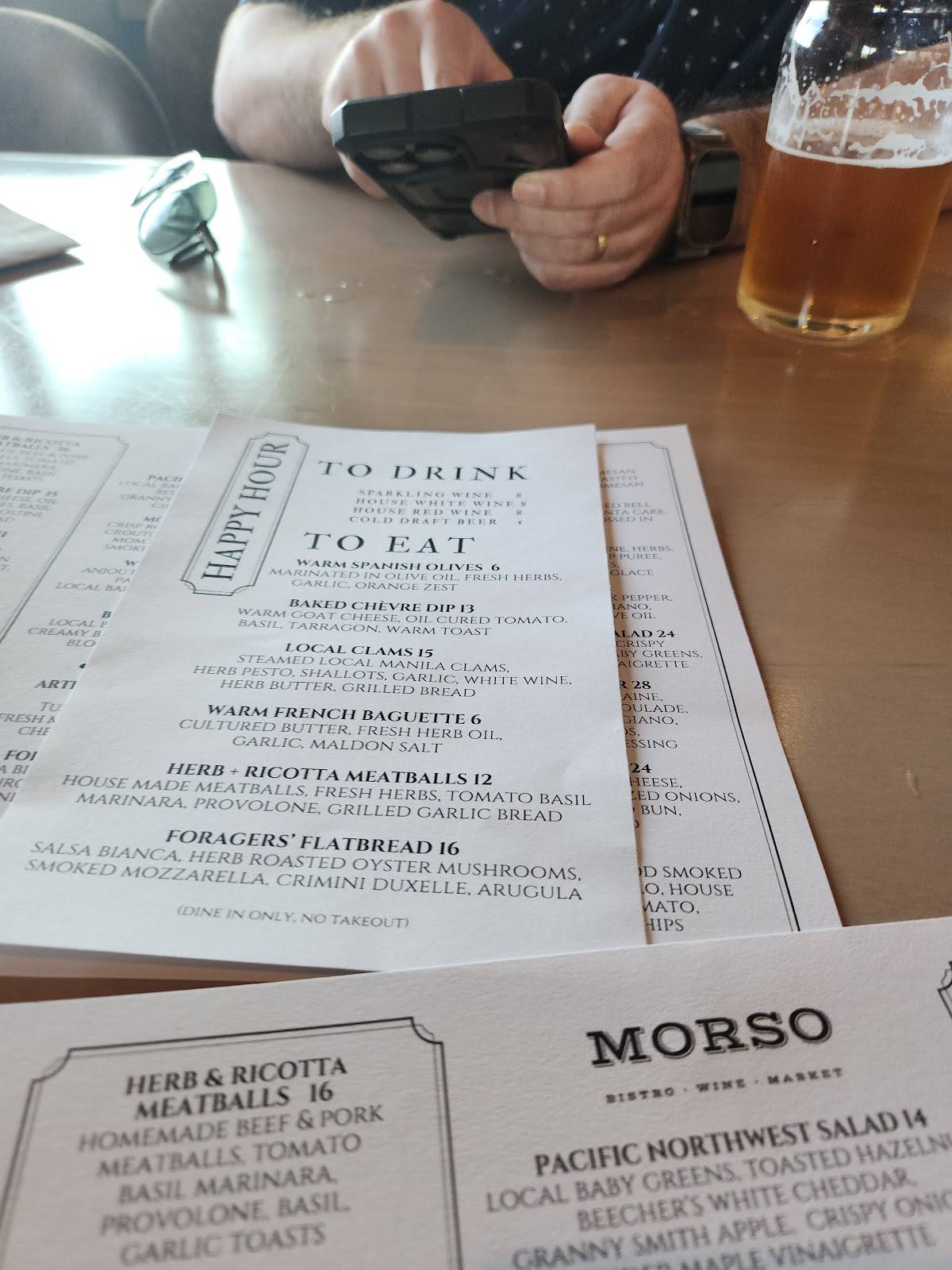 Menu at Morso Bistro, Morso Market and Morso Wine Market pub & bar, Gig ...