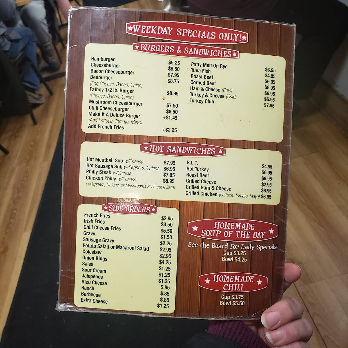 Menu at Mother's Cupboard restaurant, Syracuse