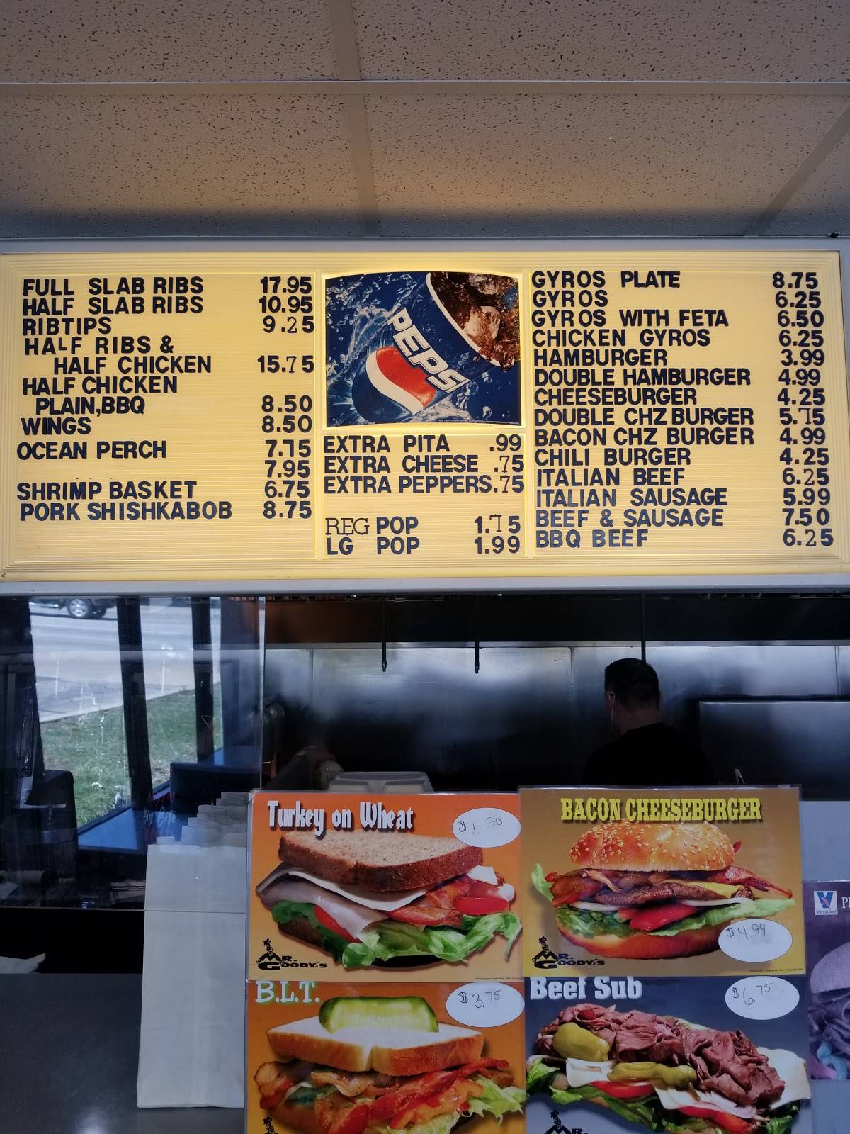 Menu at Mr Goody's restaurant, Griffith