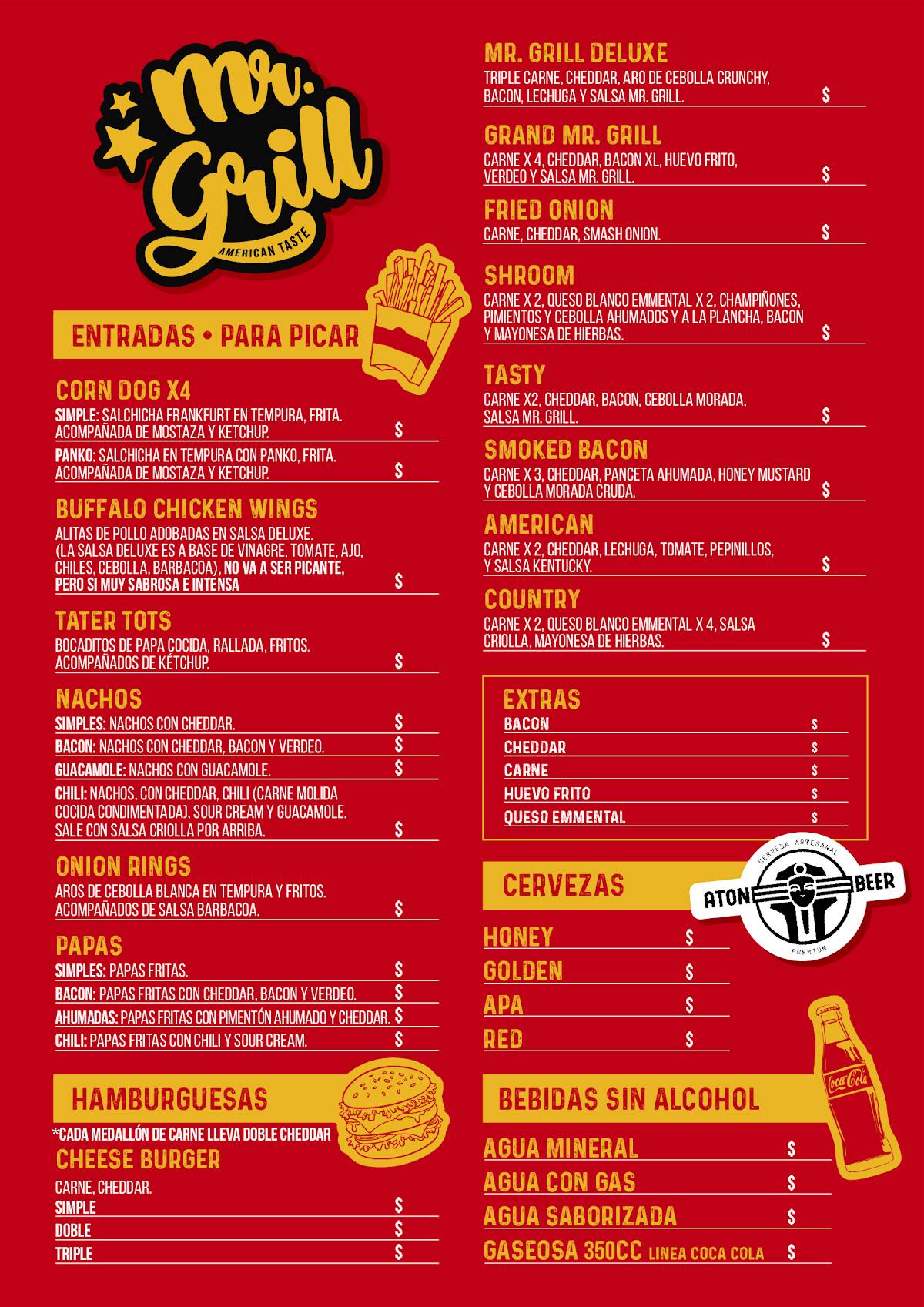 Menu at Mr. Grill HAMBURGUESAS restaurant, Villa Allende