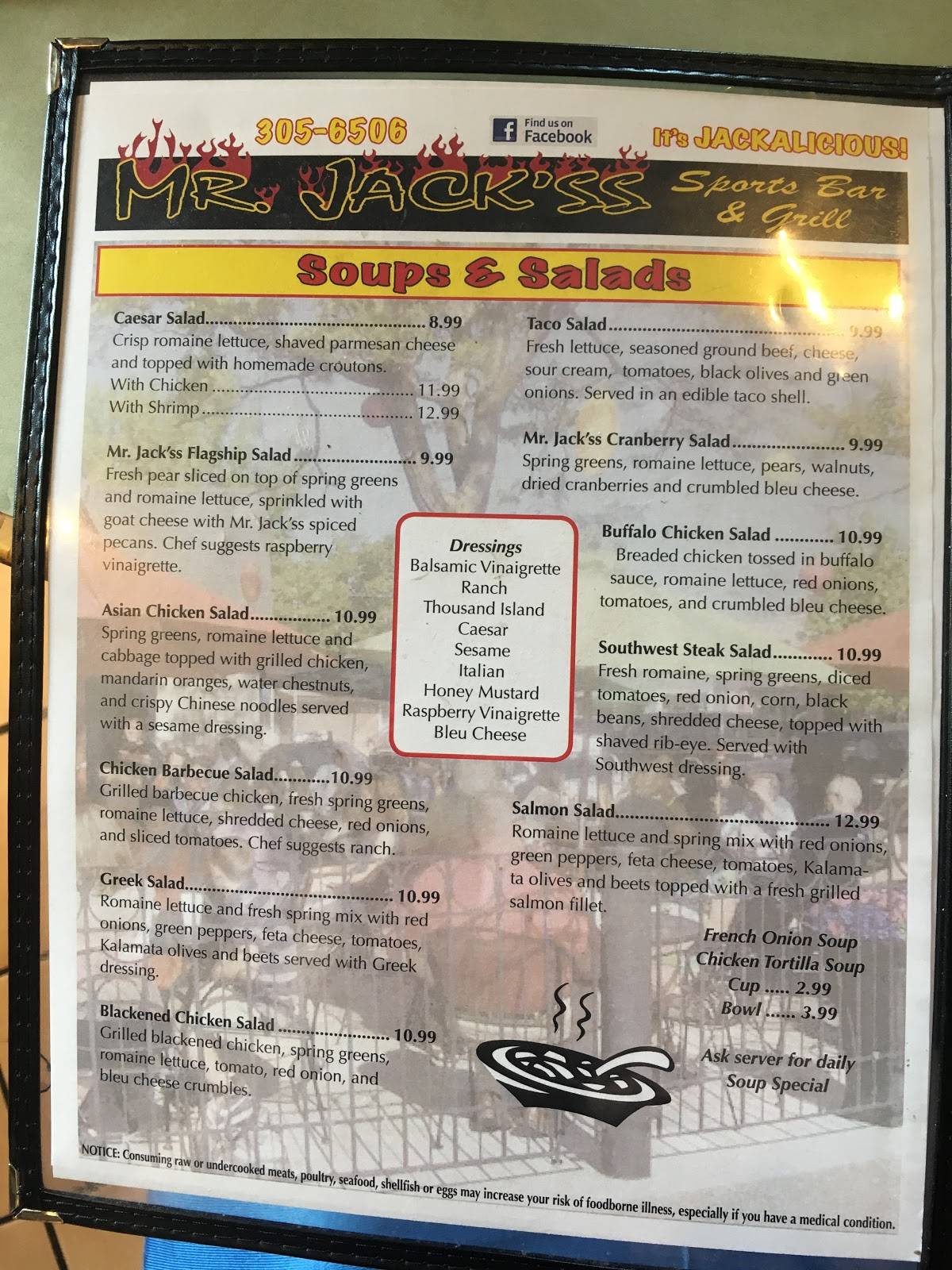 Menu at Mr Jack'ss Sports Bar & Grill, East Tawas