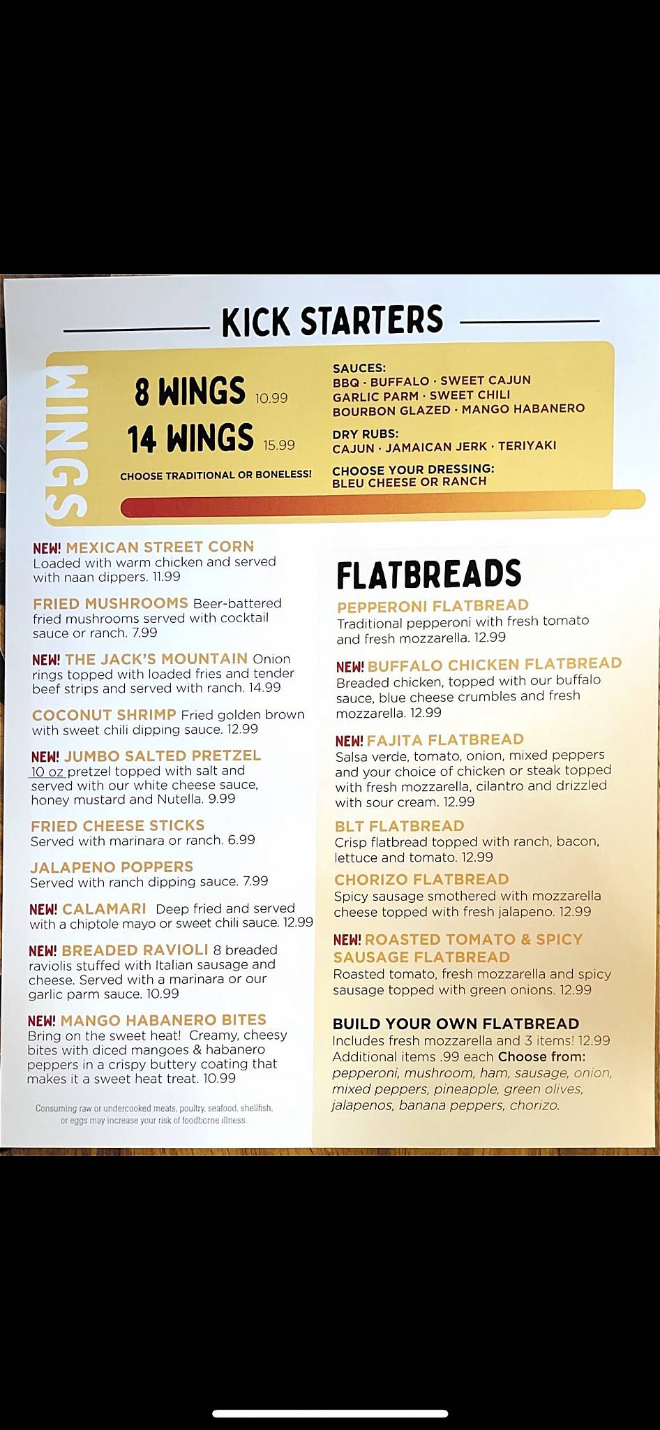 Menu at Mr Jack'ss Sports Bar & Grill, East Tawas