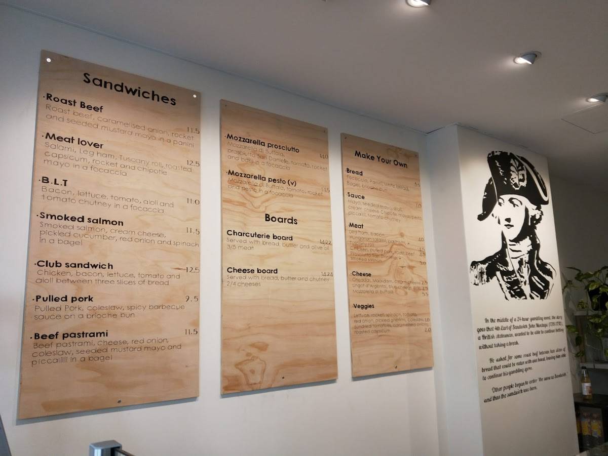 Menu at Mr Sandwich cafe, Perth
