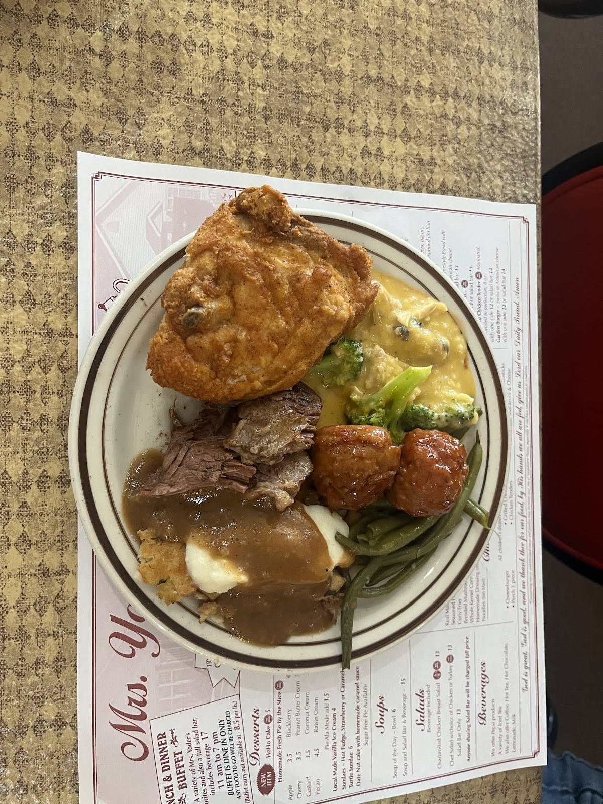 Menu at Mrs Yoders Kitchen restaurant, Mount Hope