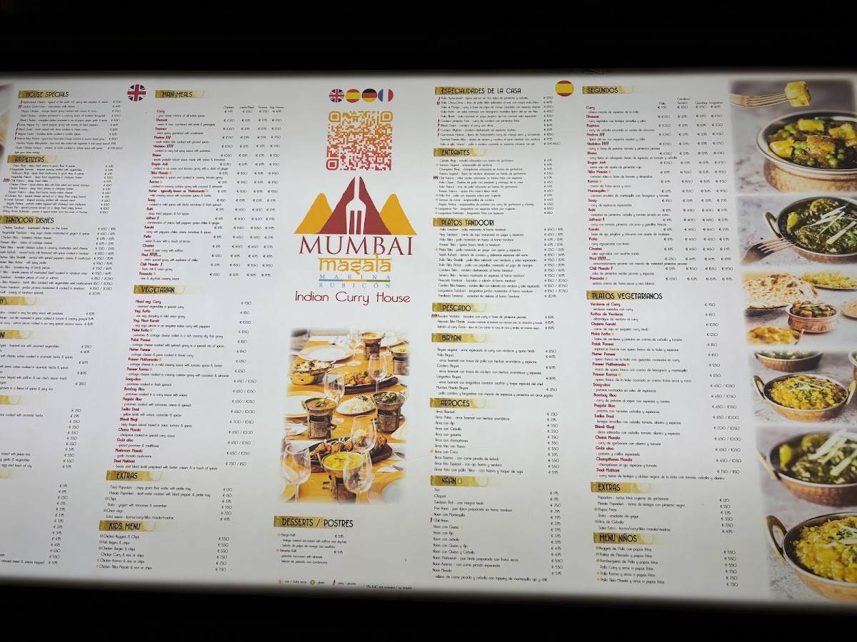 Menu at Mumbai Masala Marina Rubicon restaurant, Playa Blanca