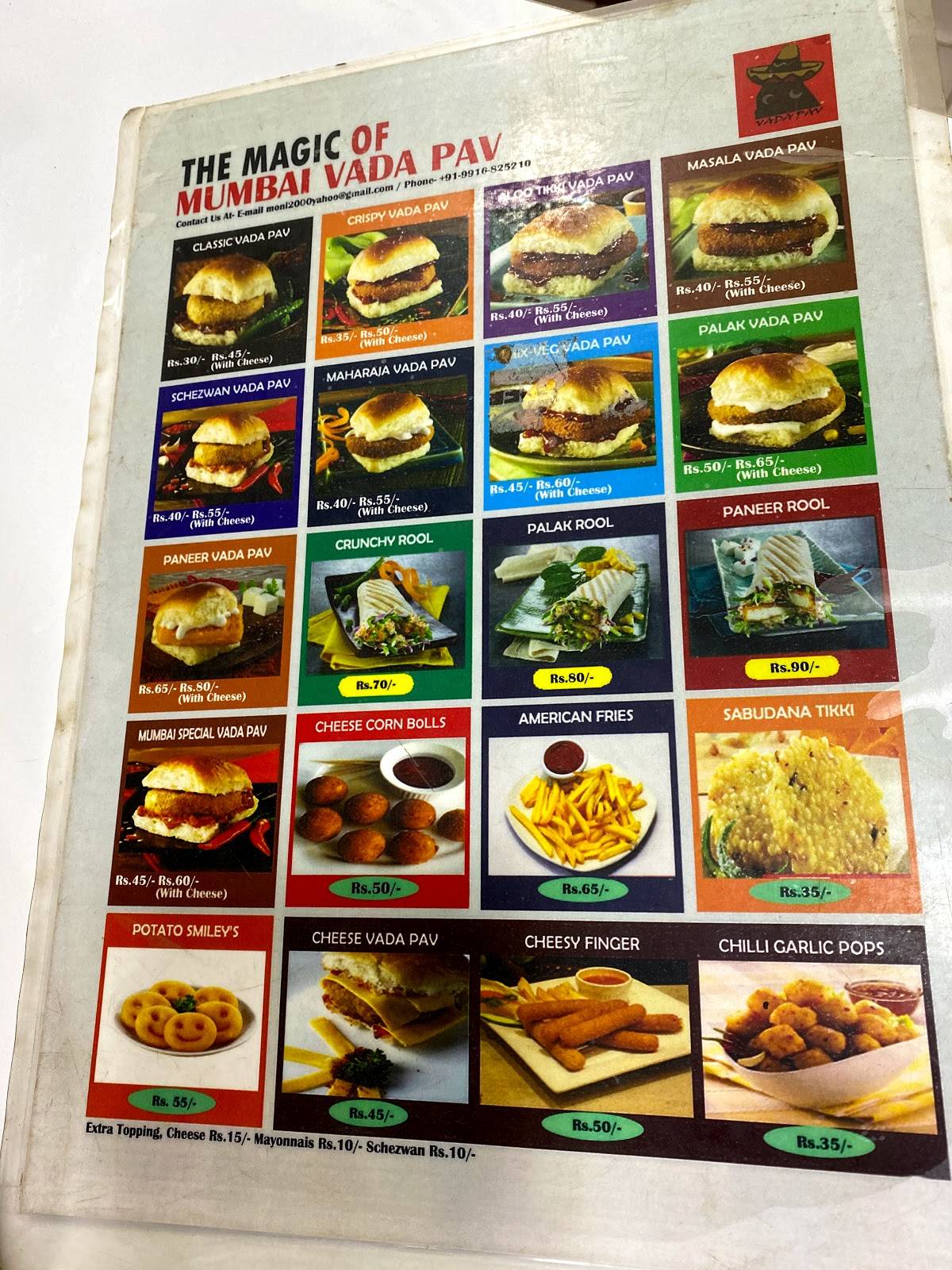 Menu at Goli Vada Pav no 1, Bengaluru, Sakra Hospital Road