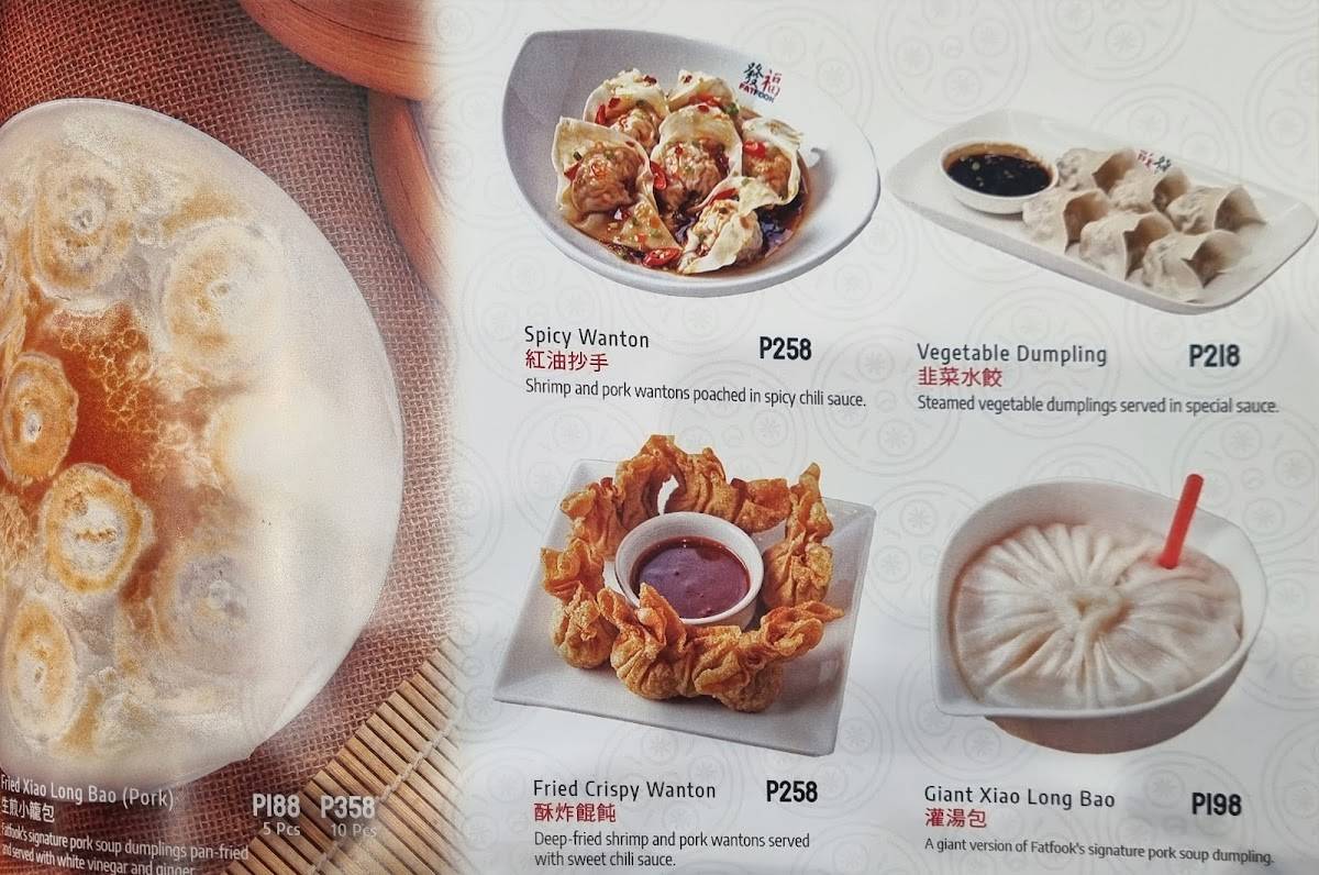 Carta del restaurante Fat Fook, Muntinlupa