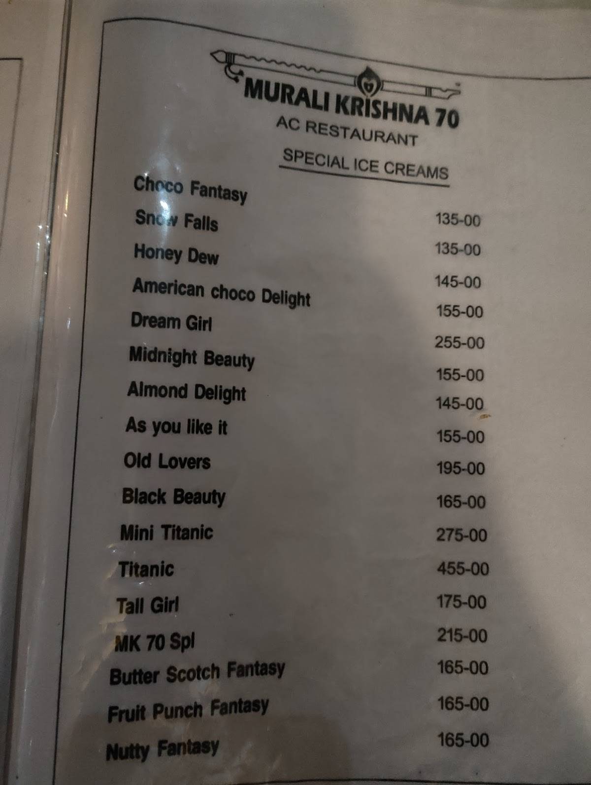Menu at Murali Krishna70 Restaurant, Nellore