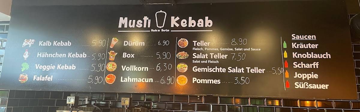Speisekarte von Musti Kebab restaurant, Münster