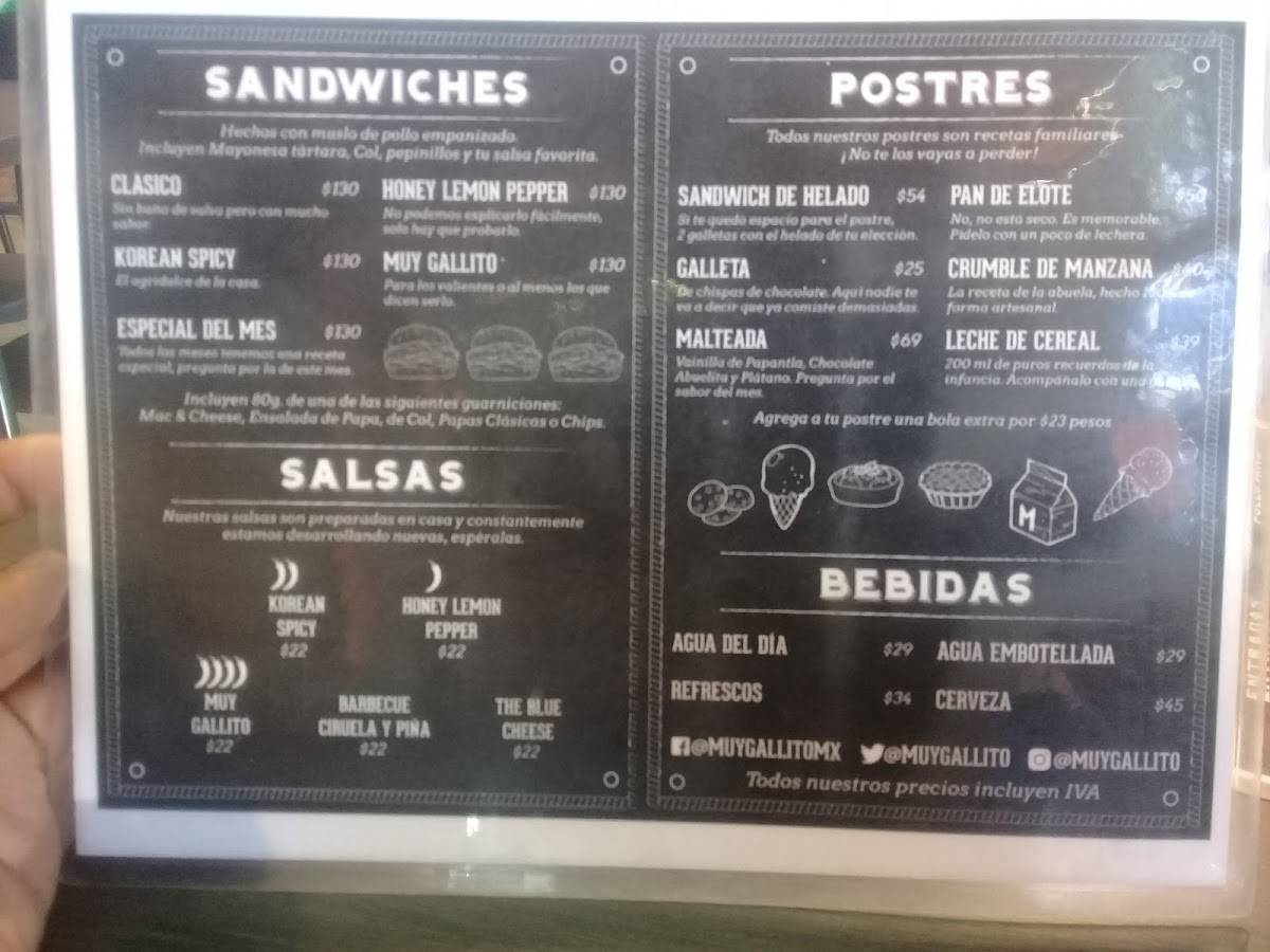 Menu at Muy Gallito Clavería restaurant, Ciudad López Mateos