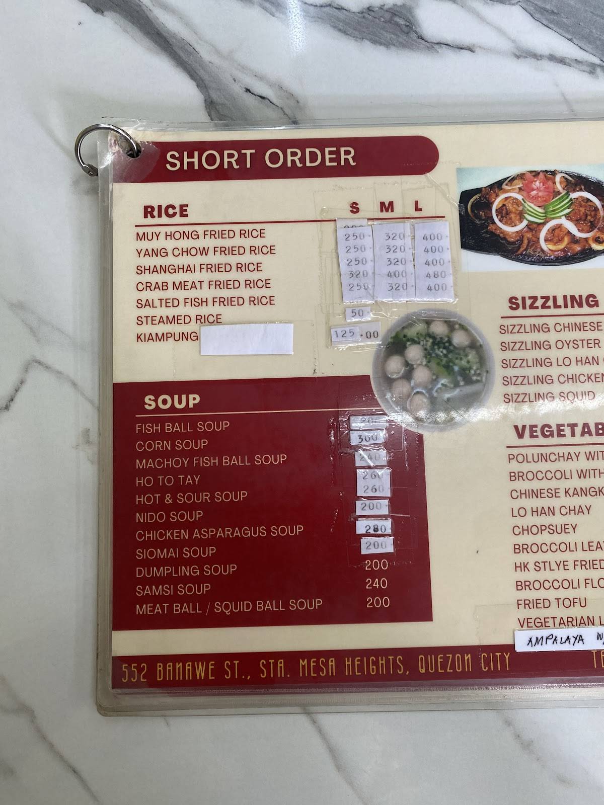 Menu at Muy Hong - LUMPIA restaurant, Quezon City