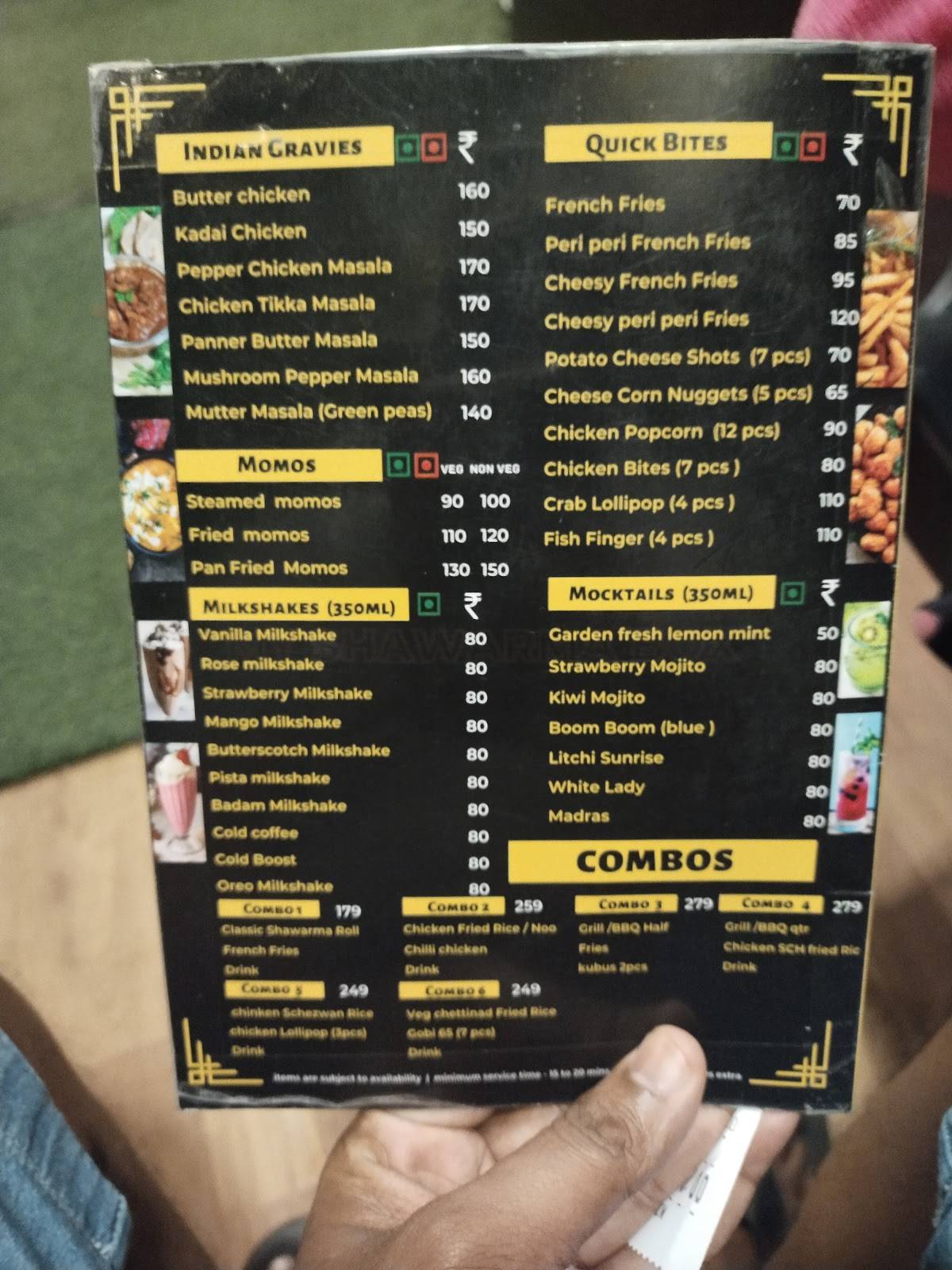 Menu at My Shawarma Box, Chennai