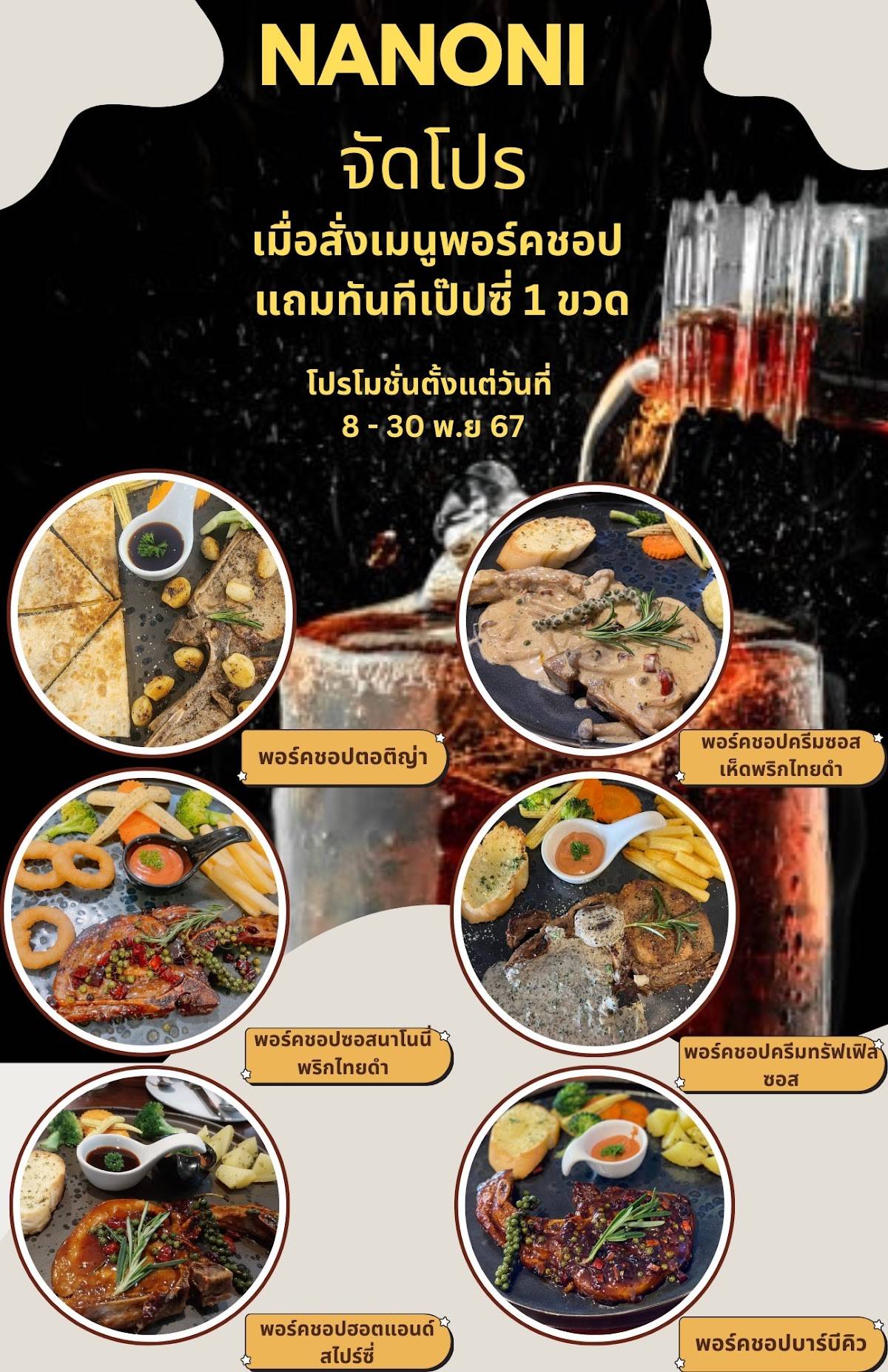 Menu at NANONI Italian Fusion restaurant, Bang Bua Thong