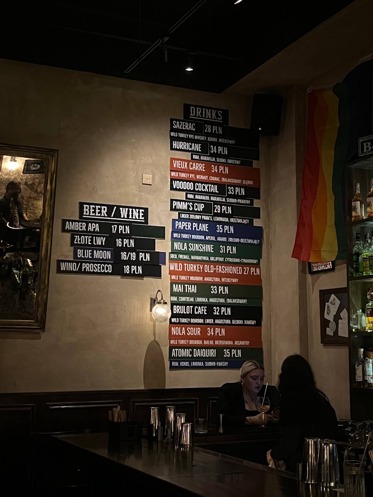 Menu at NOLA BAR, Warsaw